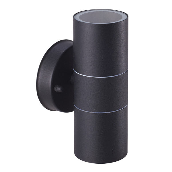 Matt Black Stainless Steel Outdoor Up and Down Wall Light GU10 LED bul ...